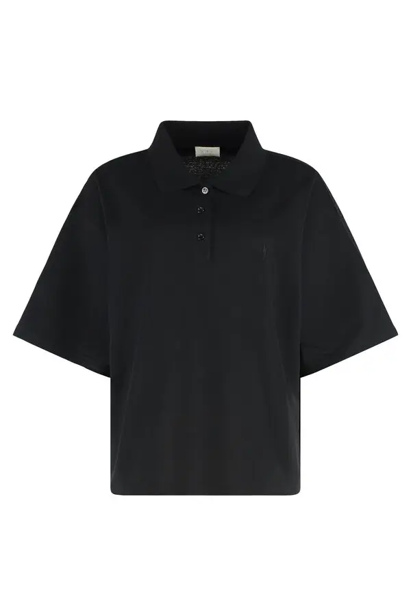 Saint Laurent Cotton-piqué Blend Polo Shirt - Black