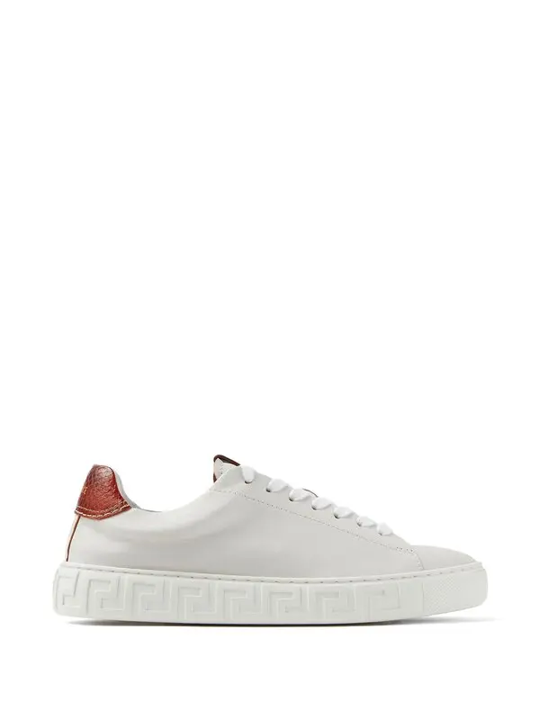 Versace Greek Leather Lace-up Sneakers - Whtrustoak