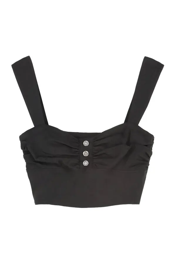 Pinko Voyager Decorative Button Crop Top - Black