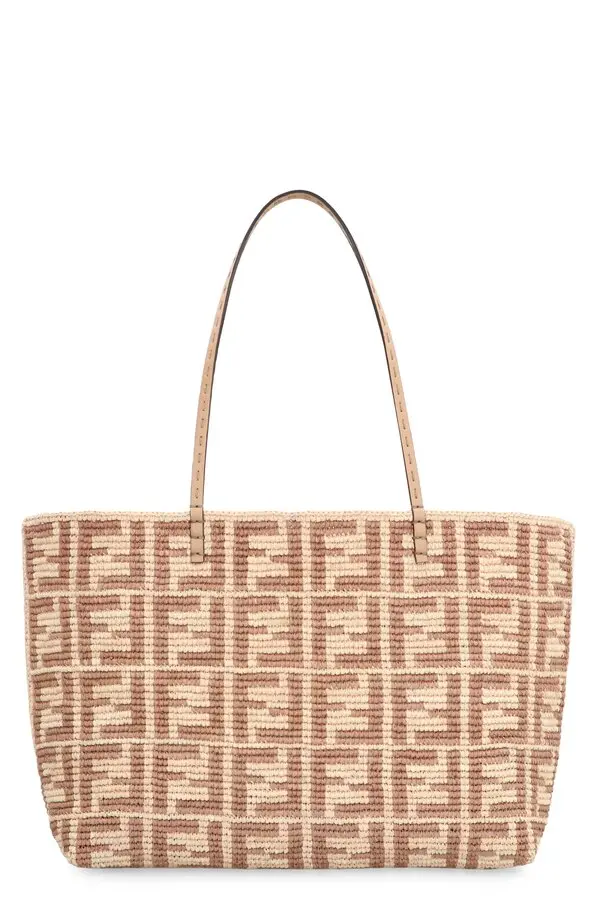 Fendi Raffia Tote Bag With Calf Leather Details