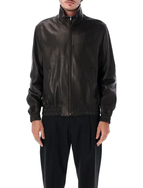 Valentino Garavani Zip Up Calf Leather Jacket - Nero