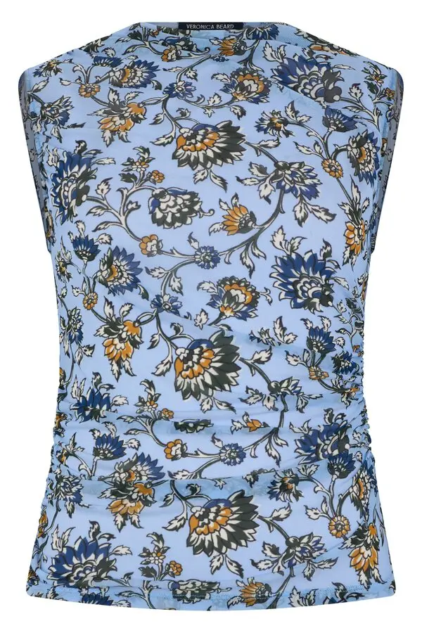 Veronica Beard Sleeveless Floral Top With Relaxed Dropped Shoulders