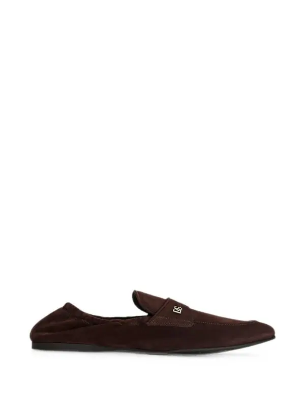 Dolce & Gabbana Calfskin Slip-on Moccasin Slippers - Cacao