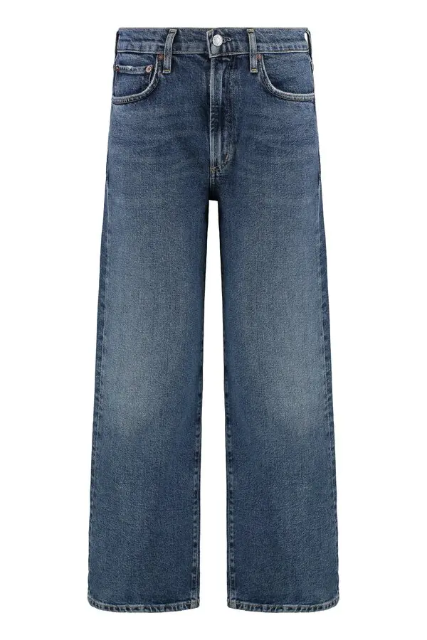 AGOLDE Enroll Cropped Jeans With Button & Rivet Detail - Denim