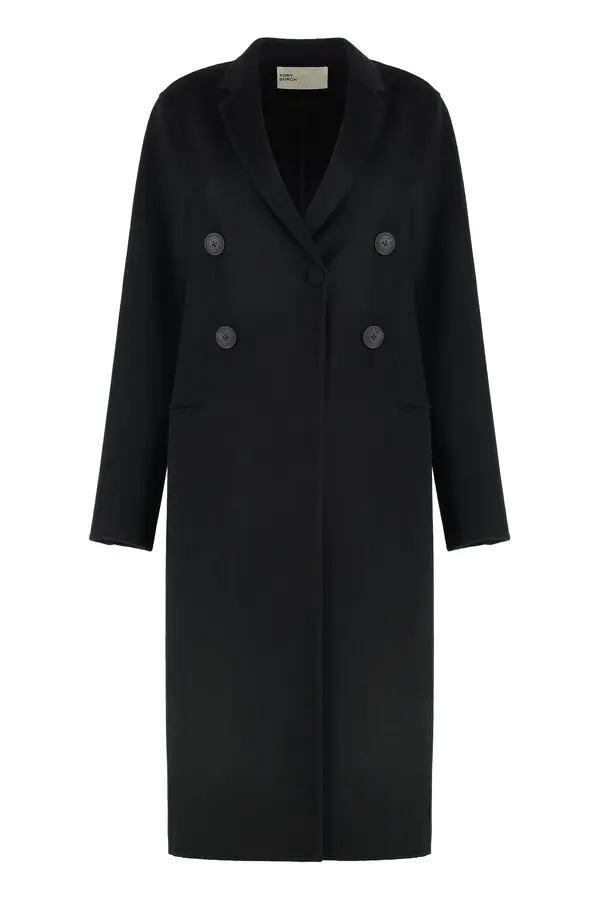Tory Burch Classic Wool Coat With Horn-button Double-breasted Detail