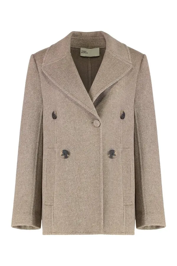 Tory Burch Wide Twill Wool Jacket With Horn Buttons