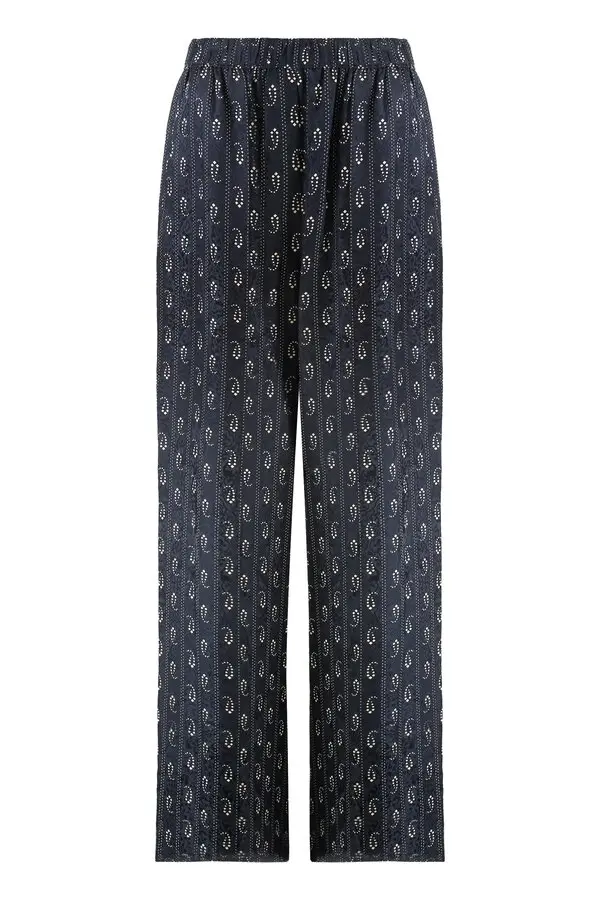 Tory Burch Abstract Paisley Viscose-silk Relaxed Fit Pants