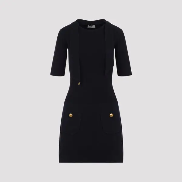 Elisabetta Franchi Knit Mini Dress With Draped Detail