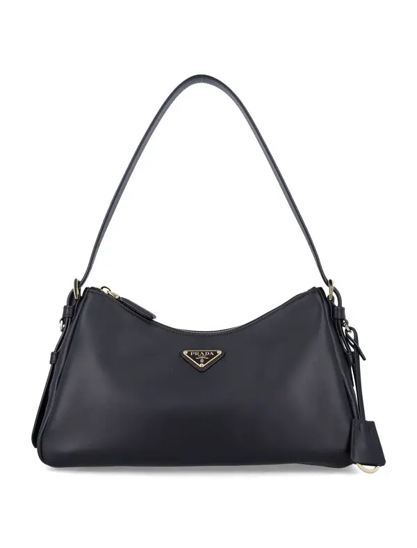 Prada Leather Hobo Shoulder Bag - Nero