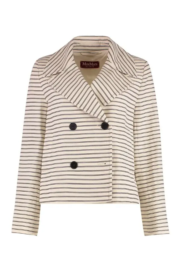 Max Mara Assuan Striped Double-breasted Cotton Jacket