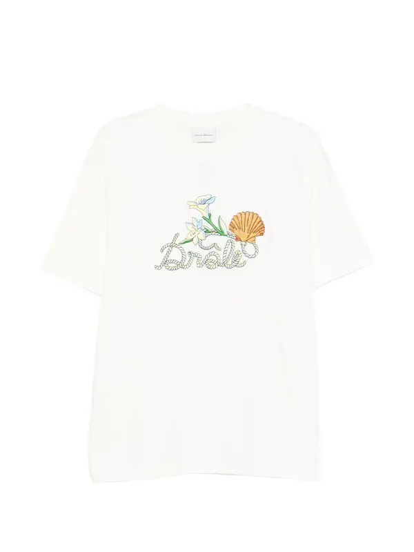 Drole De Monsieur Regular-fit 100% Cotton T-shirt With Shell Print - Bianco