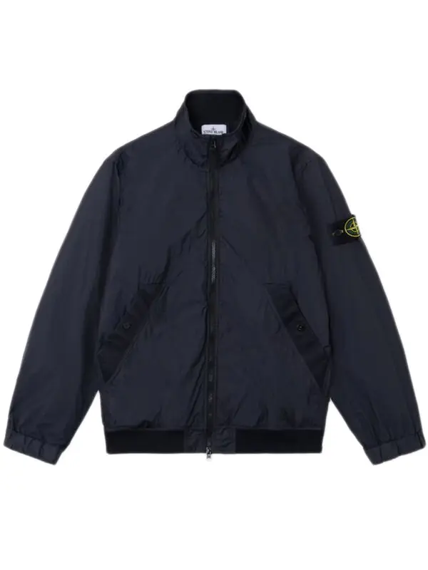 Stone Island Zip-front Stand Collar Jacket With Ribbed Trim