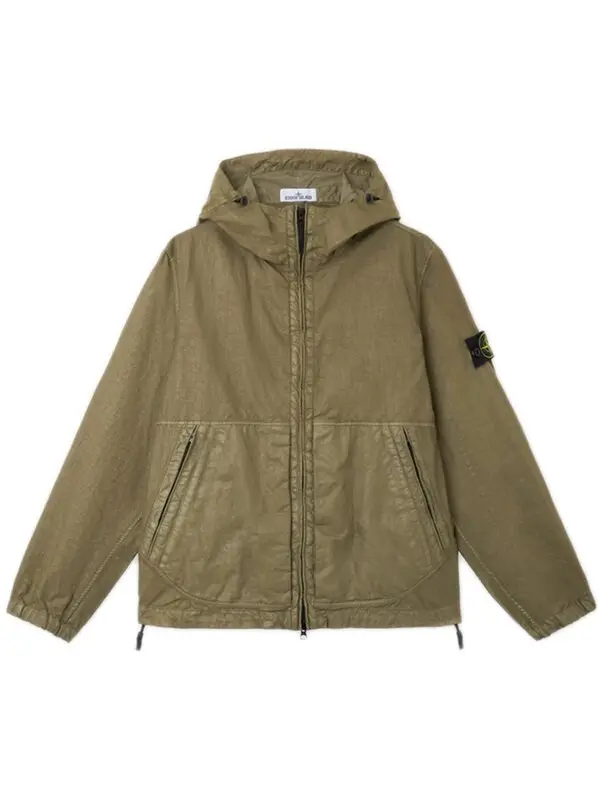 Stone Island Hooded Zip Jacket With Concealed Pockets