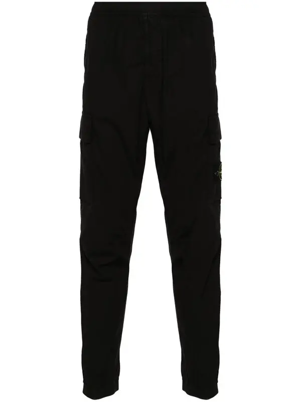 Stone Island Logo Patch Cargo Pants - Black