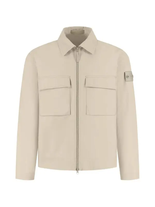 Stone Island Logo-patch Zip-up Jacket - Beige