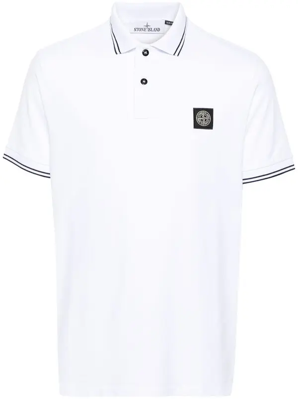 Stone Island Organic Cotton Piqué Polo With Stretch - White