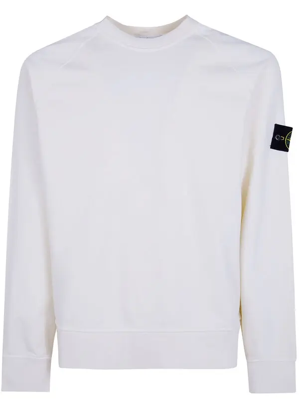 Stone Island Cotton Crew Neck Sweatshirt With Compass Badge - Ivory