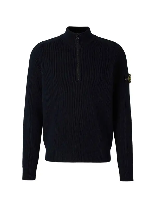 Stone Island Compass-patch Half-zip Sweater - Navyblue