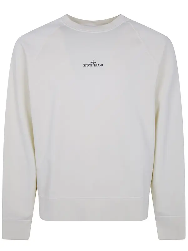 Stone Island Compass Logo Fleece Oversized Sweater - Ivory