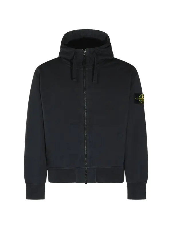 Stone Island Logo-patch Zip-up Hoodie - Bluenavy