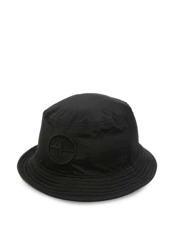 Stone Island Logo Patch Bucket Hat - Black