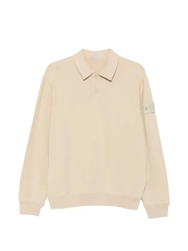 Stone Island Logo-patch Button-up Polo Shirt - Beige