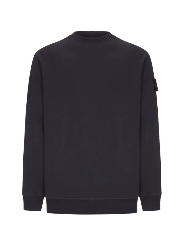 Stone Island Logo Patch Crewneck Sweater - Black