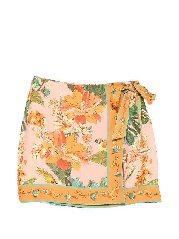 Farm Rio Mini Skirt With Birds Print - Rosa