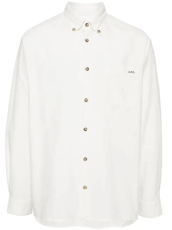 A.p.c. Button-down Shirt, 100% Cotton - Bianco