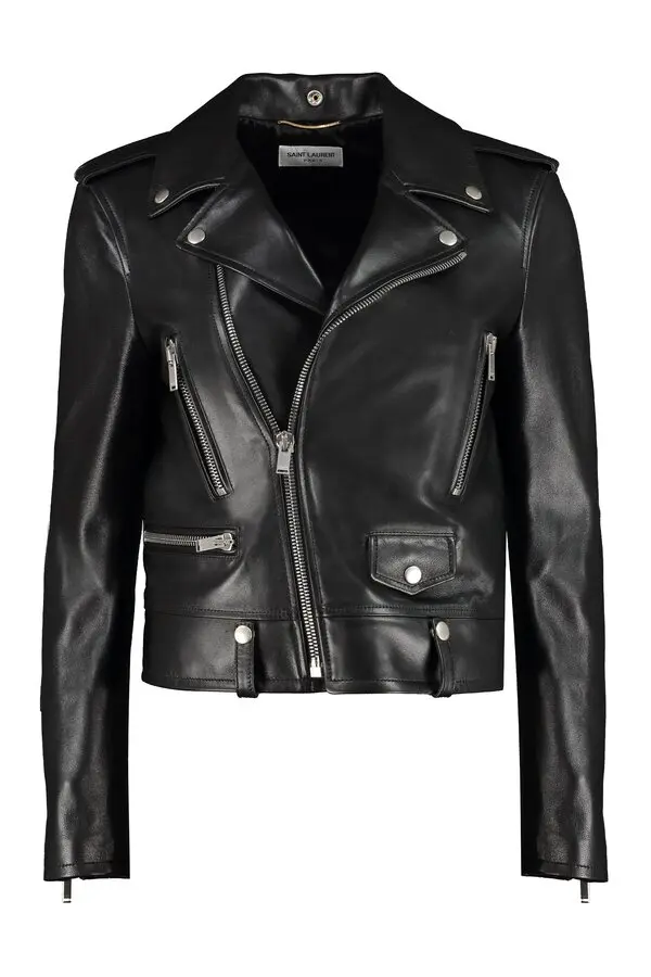 Saint Laurent Asymmetric Lamb Leather Biker Jacket