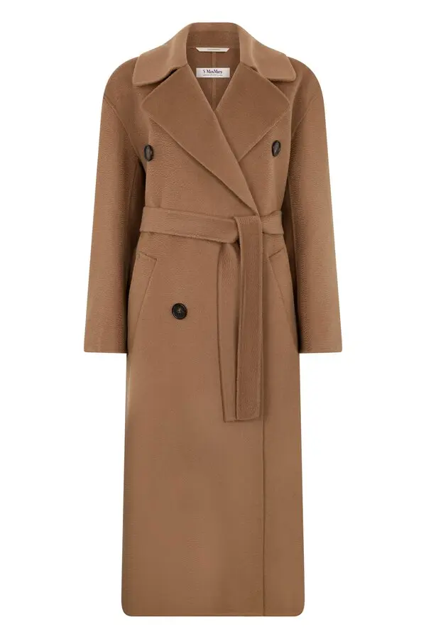 Max Mara Sculpted Lapel Wool-cashmere Jacket With Coordinated Waist Belt - Camel