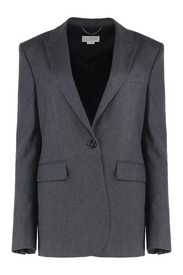 Stella McCartney Single-breasted One-button Wool Jacket With Lapel Collar - Grey