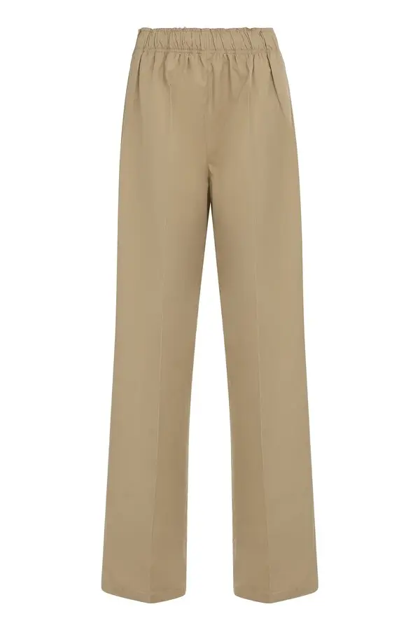 Prada Inspired Leather-trim Cotton Trousers