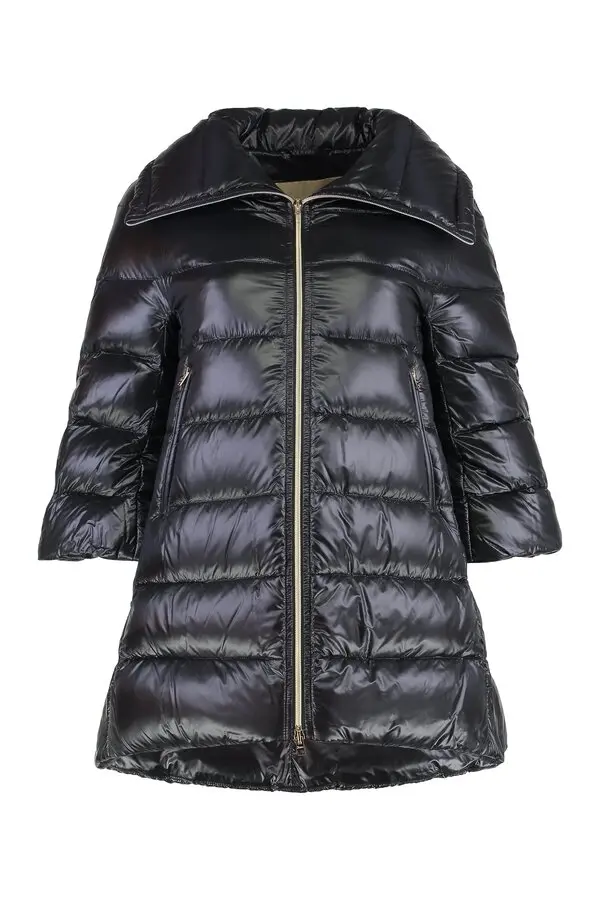 Herno Shiny Polyamide Down Jacket With Dual-slider Zip - Black