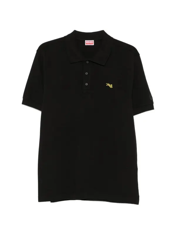 Kenzo Tiger-patch Polo Shirt - Black