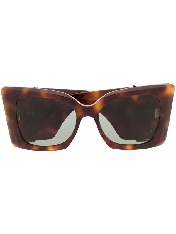 Saint Laurent Oversized Cat-eye Sunglasses With Gold Cassandre Detail - Marrone