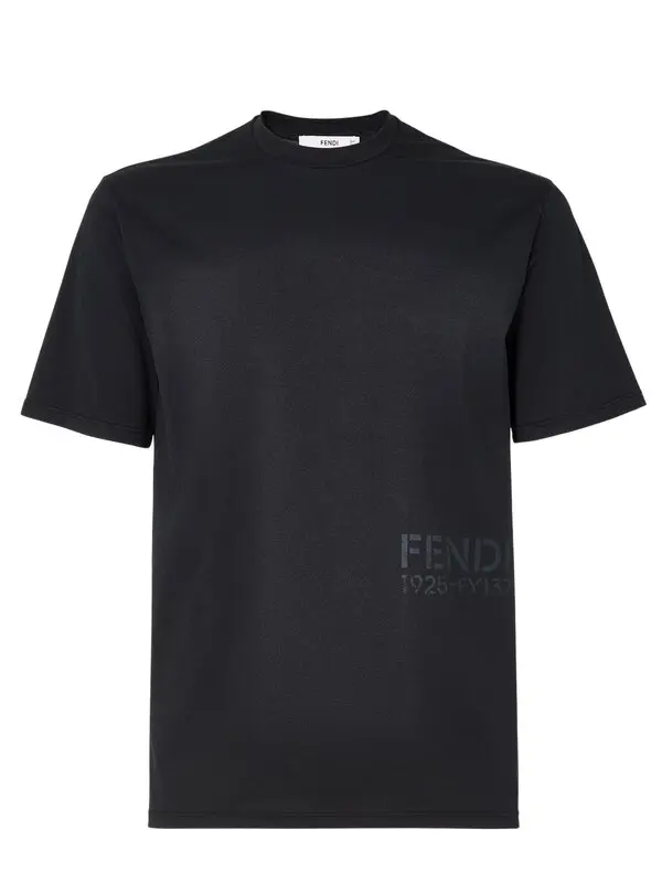 Fendi Regular-fit Cotton T-shirt With Stencil 1925-fy1370 Print On Left Hem - Verde