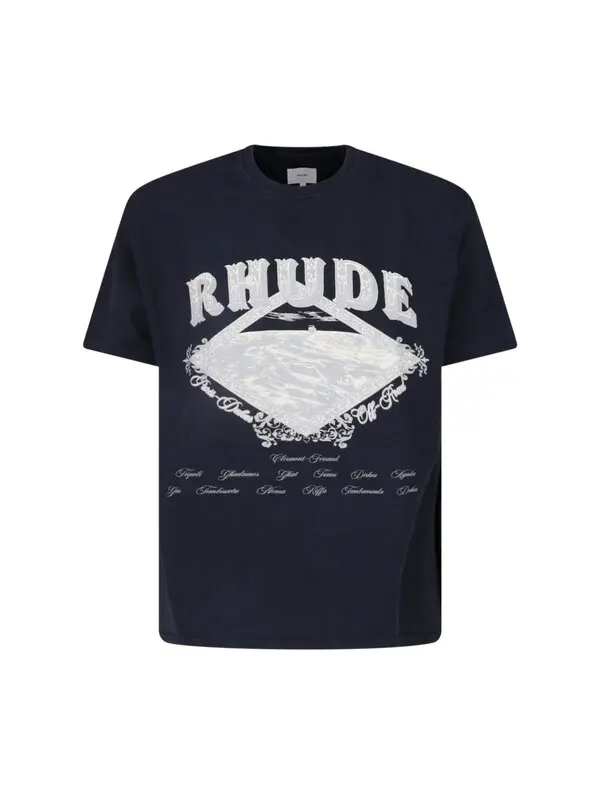 Rhude 100% Cotton Crewneck T-shirt - Black