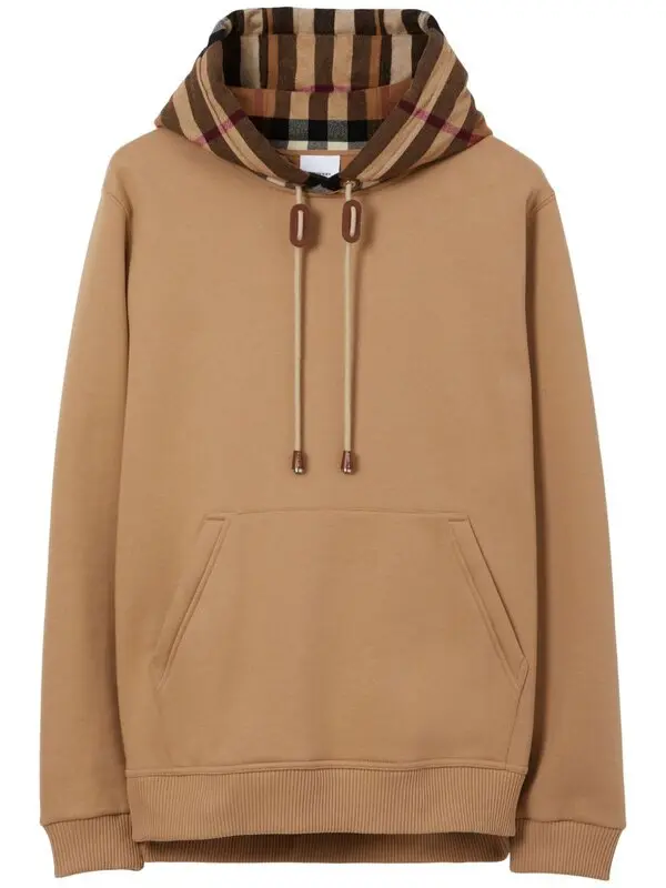 Burberry Check Cotton Flannel Hooded Sweatshirt With Drawstring