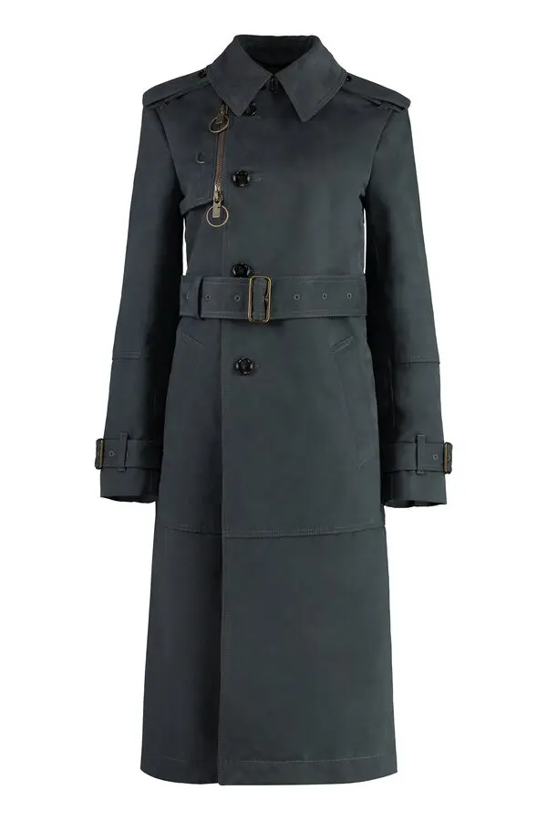Burberry Cotton Trench Jacket With Storm Shield & Waist Belt