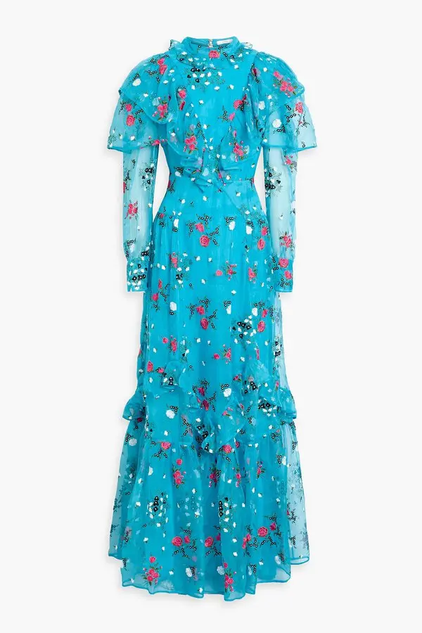 Erdem Tiered Embroidered Organza Gown