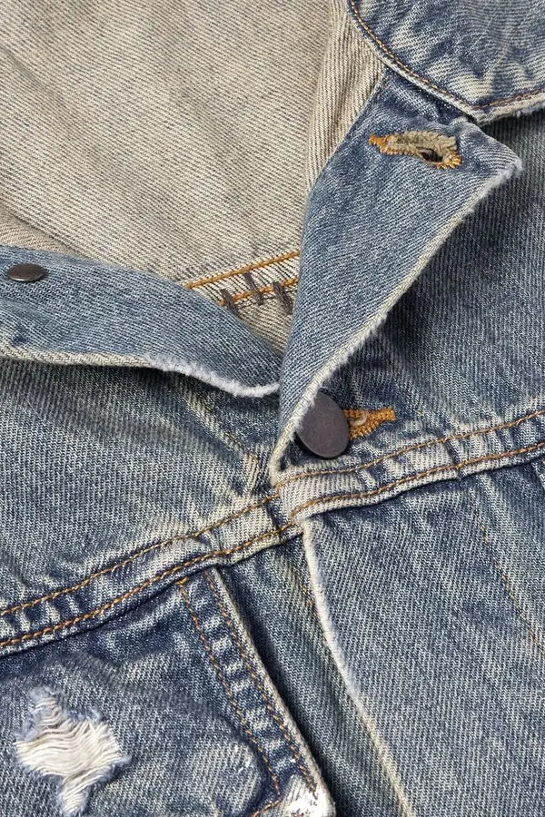 Amiri Vintage Pegasus Embellished Distressed Denim Trucker Jacket