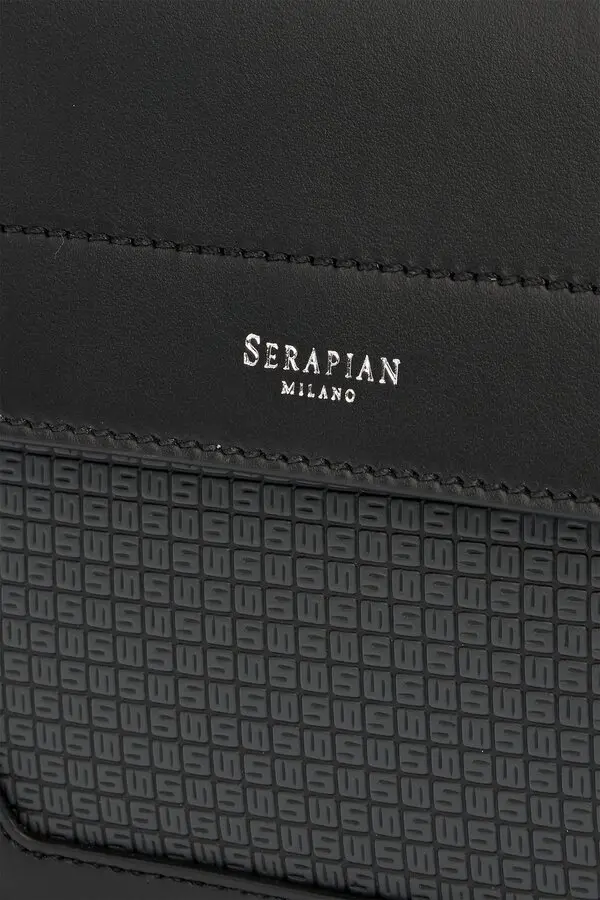 SERAPIAN Leather And Embossed Coatedcanvas Messenger Bag