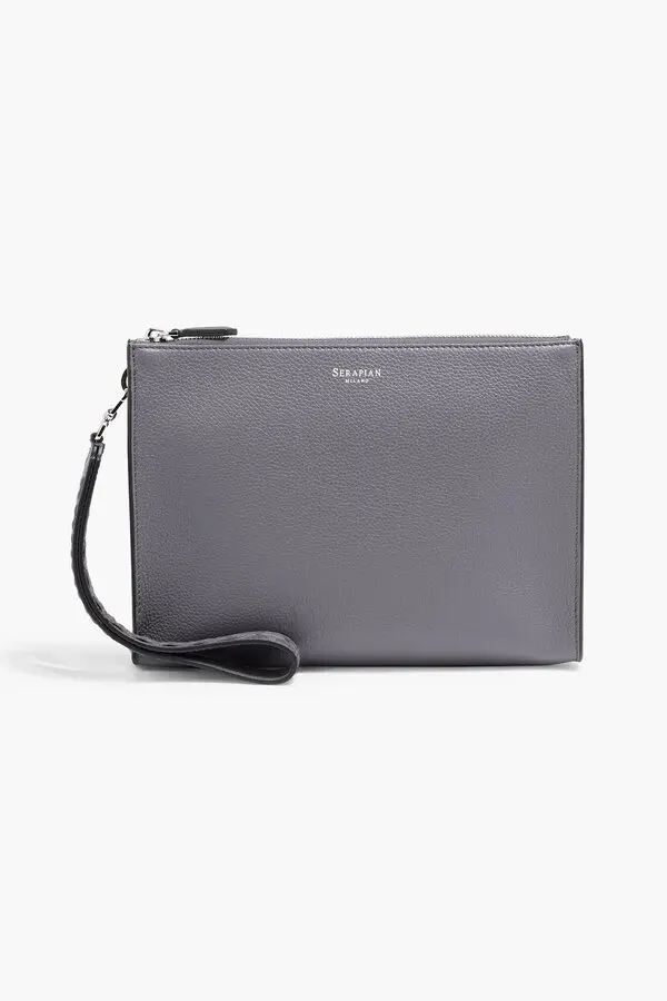 SERAPIAN Pebbled Leather Clutch