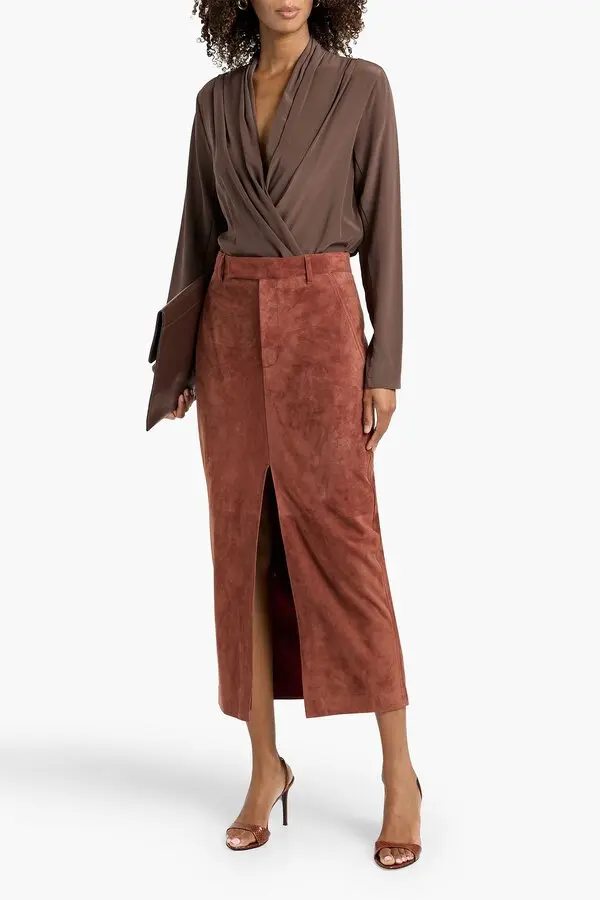 Brunello Cucinelli Draped Silk Bodysuit