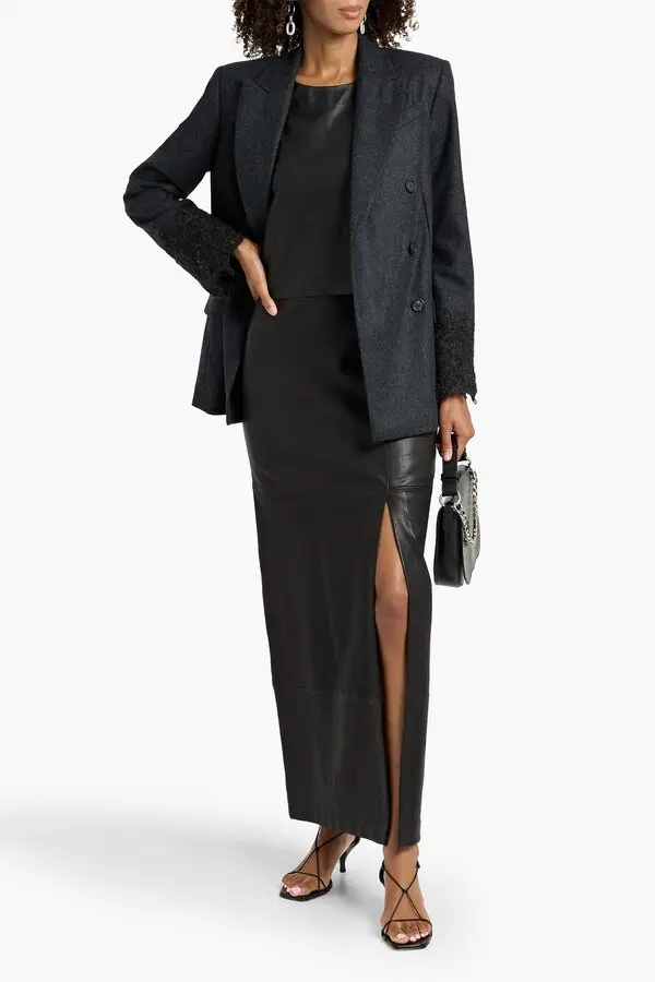 Brunello Cucinelli Doublebreasted Crochettrimmed Woolfelt Blazer