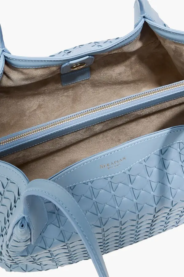 SERAPIAN Secret Mosaico Small Woven Leather Tote