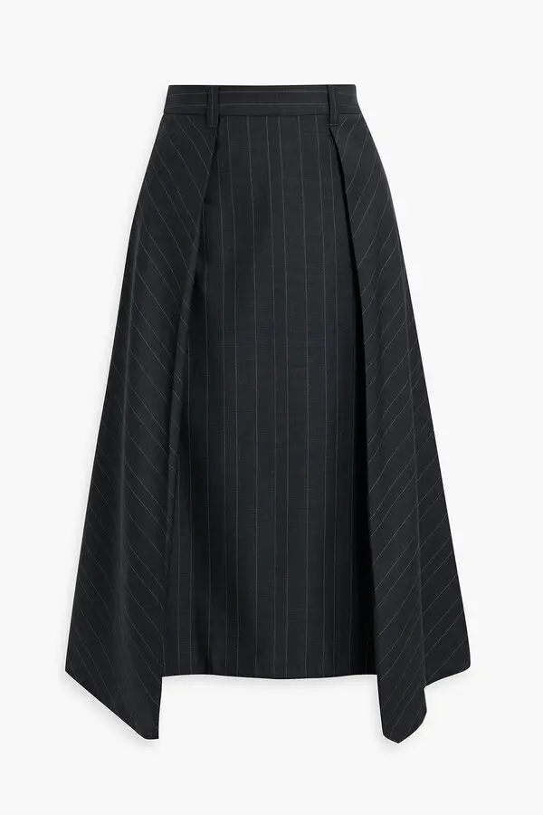 Brunello Cucinelli Pinstriped Wool Midi Skirt