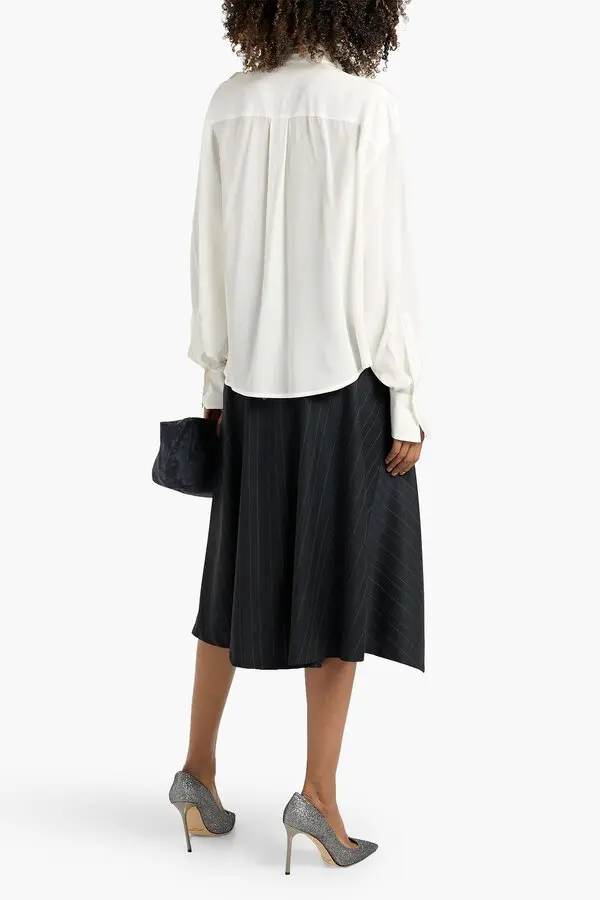 Brunello Cucinelli Pinstriped Wool Midi Skirt