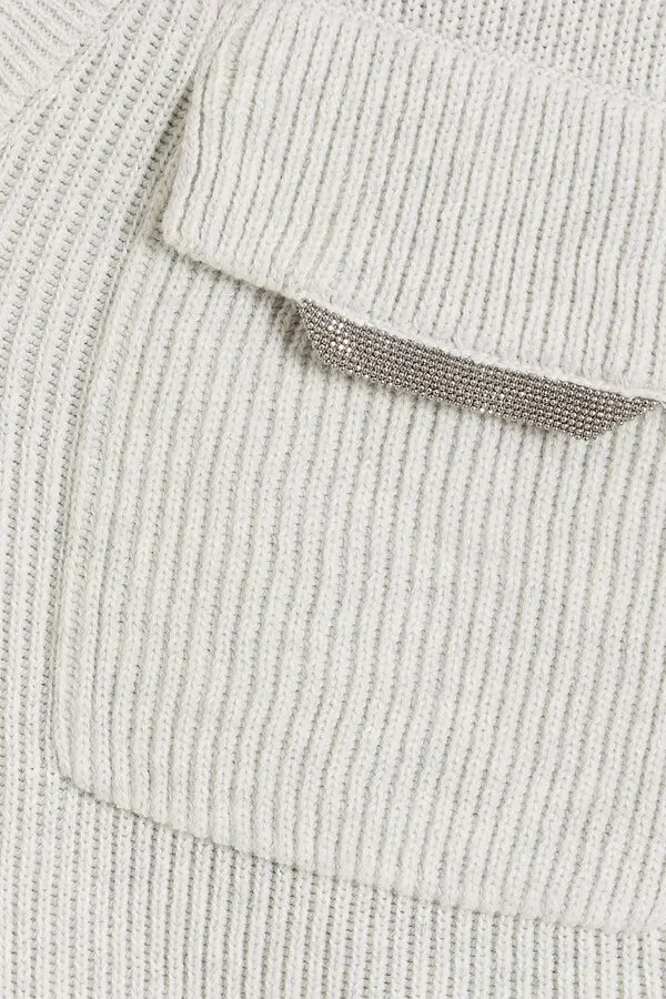 Brunello Cucinelli Ribbed Cotton Vest With Bead Embellishment